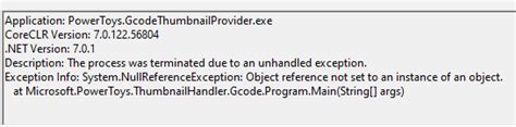Gcode Thumbnail Process Keeps Crashing · Issue 23579 · Microsoft