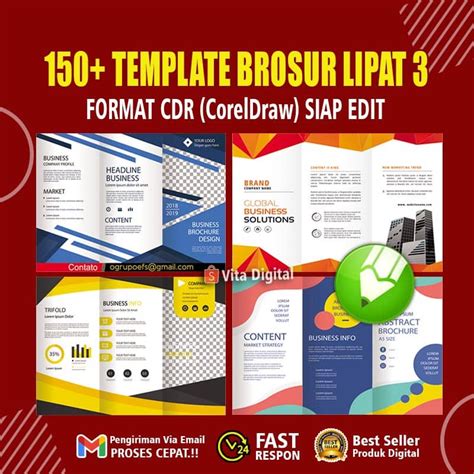 Jual 150 Template Desain Brosur Lipat 3 Format Cdr Coreldraw Shopee