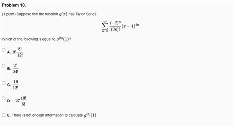 Solved Problem 10 1 Point Suppose That The Function G X Chegg Com
