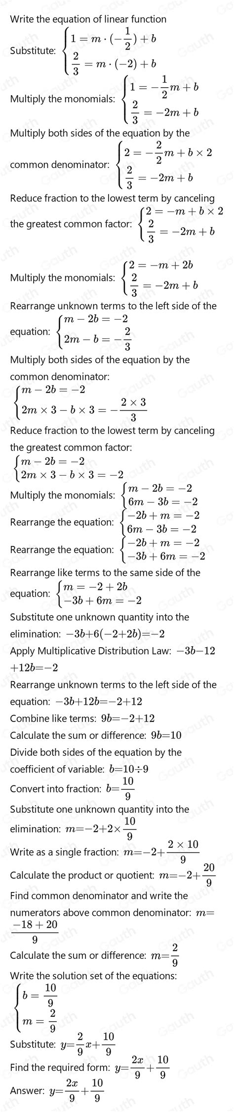 Solved Find The Equation Of The Line Passing Through The Points 1 2