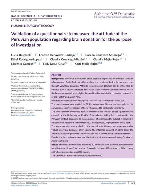 Pdf Validation Of A Questionnaire To Measure The Attitude Of The Peruvian Population Regarding