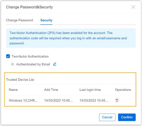Manage Two Factor Authentication