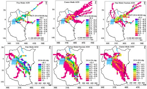 Potential Source Contribution Function Maps Of Fine Mode Aod Coarse