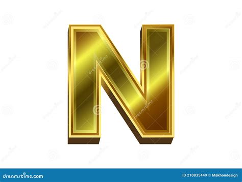 3d Letra Dorada N Alfabeto De Oro De Lujo Sobre Fondo Blanco