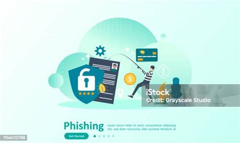 피싱 온라인 위협 개념 해커 도용 데이터 계정 웹 방문 페이지에 적합 Ui 모바일 앱 배너 템플릿 벡터 일러스트레이션 개념에