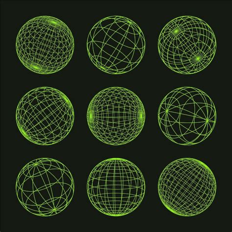 Premium Vector Wireframe Shapes Lined Sphere Perspective Mesh D Grid