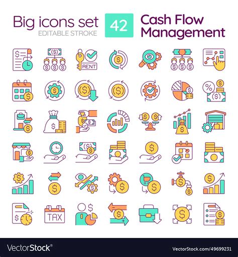 2d Editable Multicolor Big Linear Icons Set Vector Image