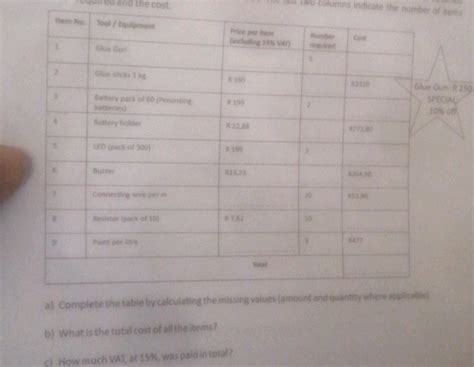 A Complete The Table By Calculating The StudyX
