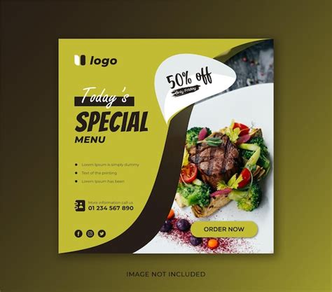 Шаблон сообщения в социальных сетях о еде и ресторане Премиум векторы