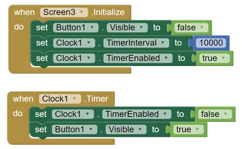 Making Your Button Visible After 10 Seconds Mit App Inventor Help Mit App Inventor Community
