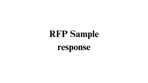 Rfp Response Sample