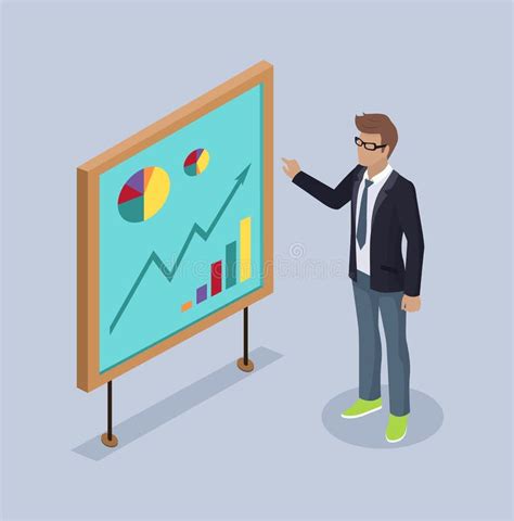 Presenter Man With Whiteboard Vector Illustration Stock Vector