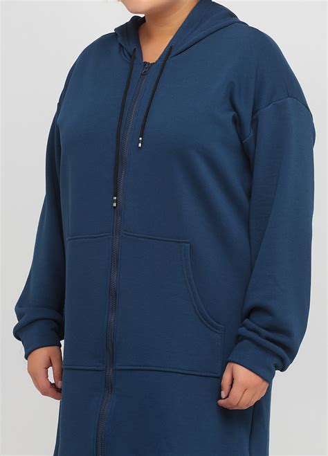 Кофта спортивна трикотажна на блискавці з трикотажу джинсового кольору Жіночий одяг