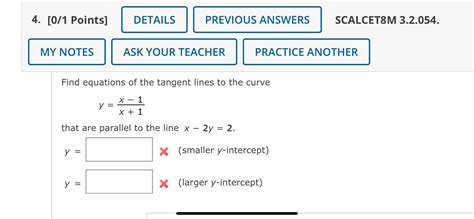Solved Points Find Equations Of The Tangent Lines Chegg
