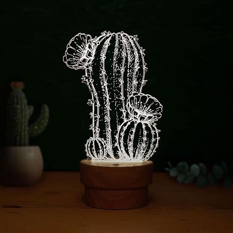 Led нічник світильник деревяний кактус бездротовий Usb — ціна 550 грн у каталозі Настільні