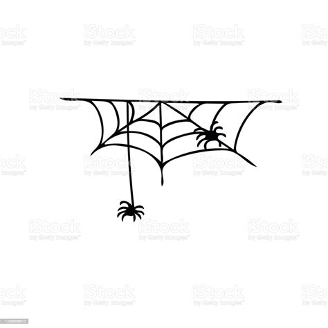 거미와 거미줄 테두리입니다 낙서 스타일로 그려진 손으로 스칸디나비아 심플 라이너 디자인 아이콘 로고 엽서 포스터에 대한 요소 할로윈 장식 거미에 대한 스톡 벡터 아트 및