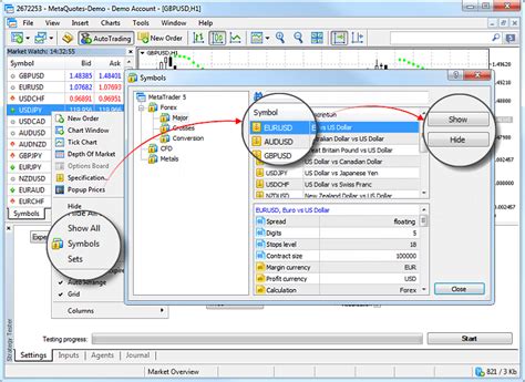 how i do backtest for five symbol in the same time show me on the chart like live trader