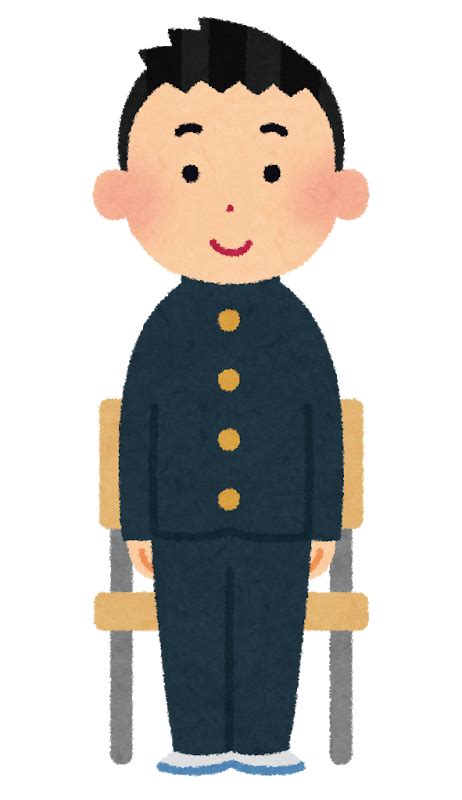起立・礼・着席のイラスト（学生服の男の子） かわいいフリー素材集 いらすとや
