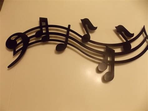 Large Metal Crafted Music Notes W Bass Clef Wall Art Hanging Etsy
