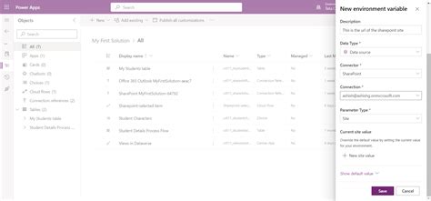 environment variables in solution