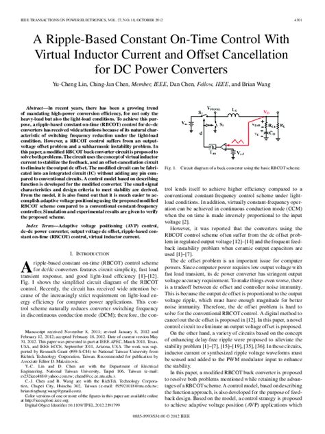 Pdf A Ripple Based Constant On Time Control With Virtual Inductor