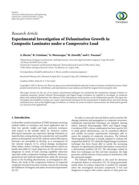 Pdf Experimental Investigation Of Delamination Growth In Composite