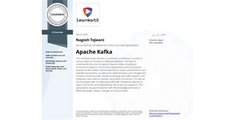 Completion Certificate For Apache Kafka Nagesh Tejwani