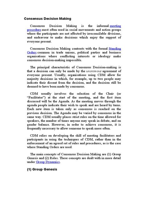 consensus decision making pdf consensus decision making cognition