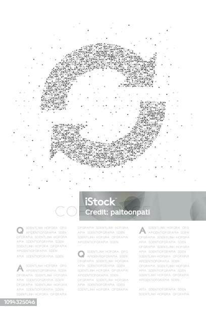 추상 기 원 도트 픽셀 패턴 동기화 로그인 아이콘 데이터 기술 개념 디자인 복사 공간 벡터 Eps 10와 흰색 배경에 검은 색 그림 개선에 대한 스톡 벡터 아트 및 기타