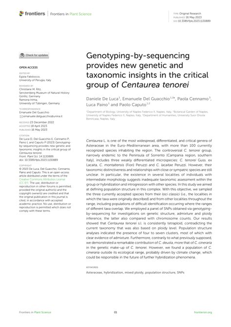 Pdf Genotyping By Sequencing Provides New Genetic And Taxonomic Insights In The Critical Group