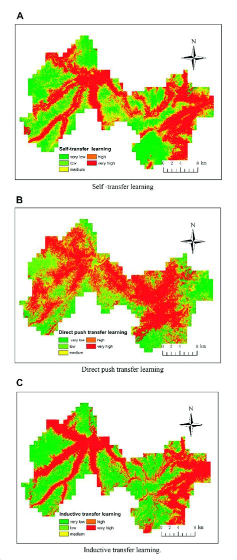 landslide susceptibility maps using the three models a self