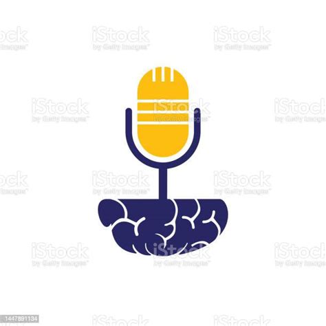 두뇌 팟캐스트 로고 디자인 방송 엔터테인먼트 비즈니스 로고 템플릿 벡터 일러스트 레이 션입니다 개념에 대한 스톡 벡터 아트 및