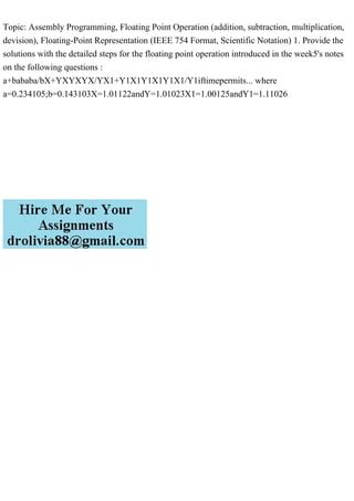 Topic Assembly Programming Floating Point Operation Addition Sub Pdf