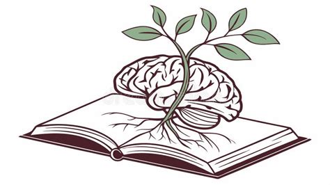 Brain Tree Growing From Book Knowledge And Idea Growth Vector Design