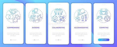 Conflict Resolution Blue Gradient Onboarding Mobile App Page Screen Stock Vector Illustration