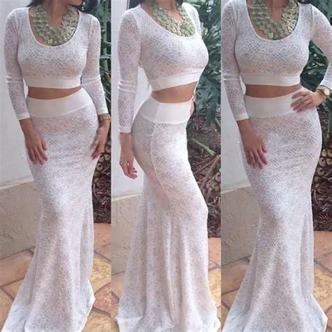 Celebrity White Lace Bodycon Prom Dress Crop Top Two Piece Set Cocktail Pelpum Sexy Club Dress