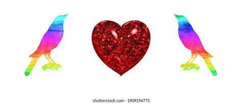 새 무지개는 빨간색 하트 발렌타인 데이 스톡 일러스트 1909194775 Shutterstock