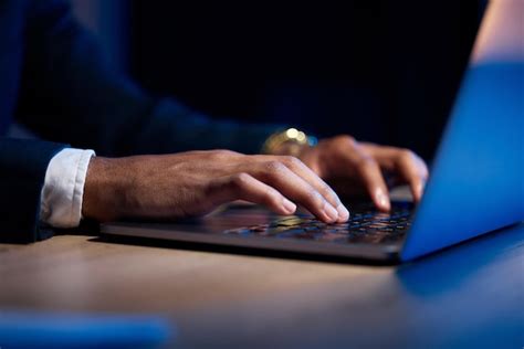 Premium Photo Hands Laptop And Typing With Business Man Coding Or Writing Report Information