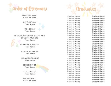 Editable Graduation Program Template Pre K Graduation Kindergarten