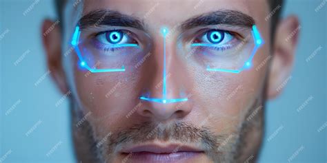 Premium Photo Enhancing Identity Verification Security With Closeup Face Recognition