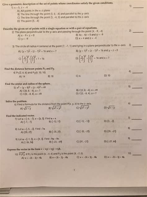 solved give a geometric description of the set of points