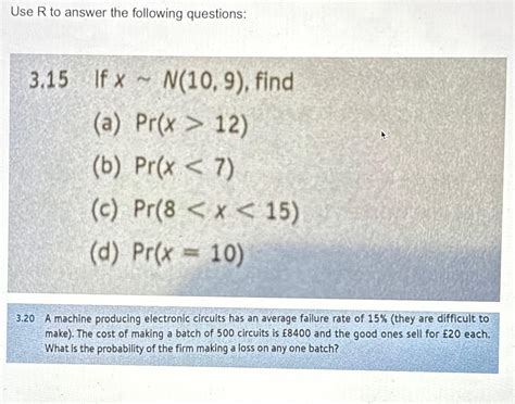 Solved Use R To Answer The Following Questions315 ﻿if