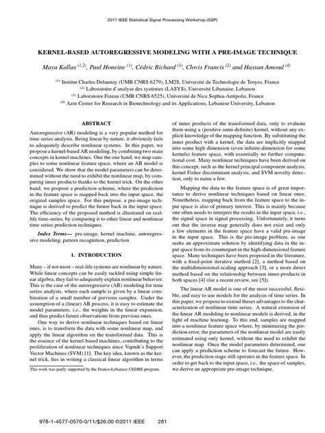 Pdf 3 Kernel Based Autoregressive Modelingwith A Pre Image Technique