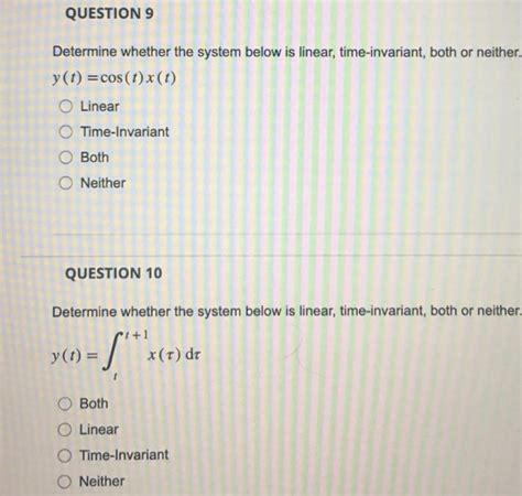 Solved Determine Whether The System Below Is Linear Chegg Com