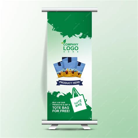 프리젠테이션용 디자인을 위한 롤업 디스플레이 스탠드 프리미엄 벡터