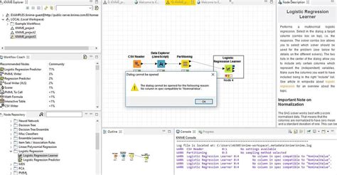 Unable To Implement Logistic Regression Learner Knime Analytics