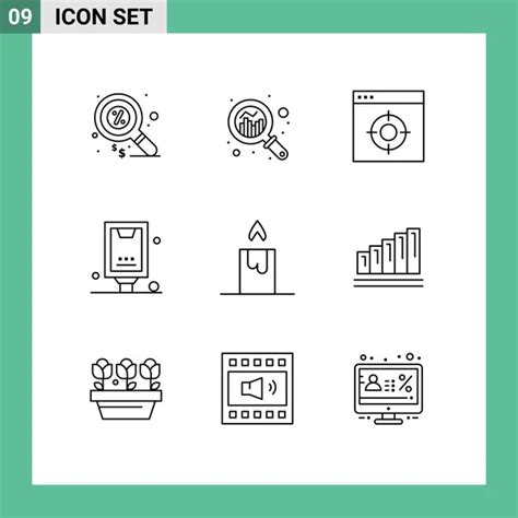 Thematic Vector Outlines Editable Symbols Cell Living Mobile Grocery Editable Stock Vector By