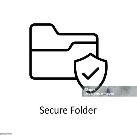 Secure Folder Vector Outline Icon Design Illustration Cyber Security Symbol On White Background