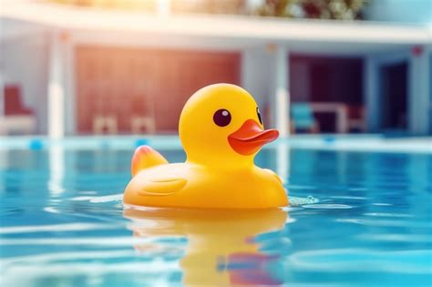 Premium Ai Image Yellow Rubber Duck Swimming In A Pool Summer Holiday