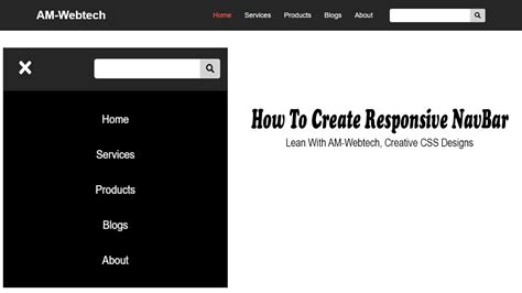 Responsive Navbar With Search Box Using Html Css